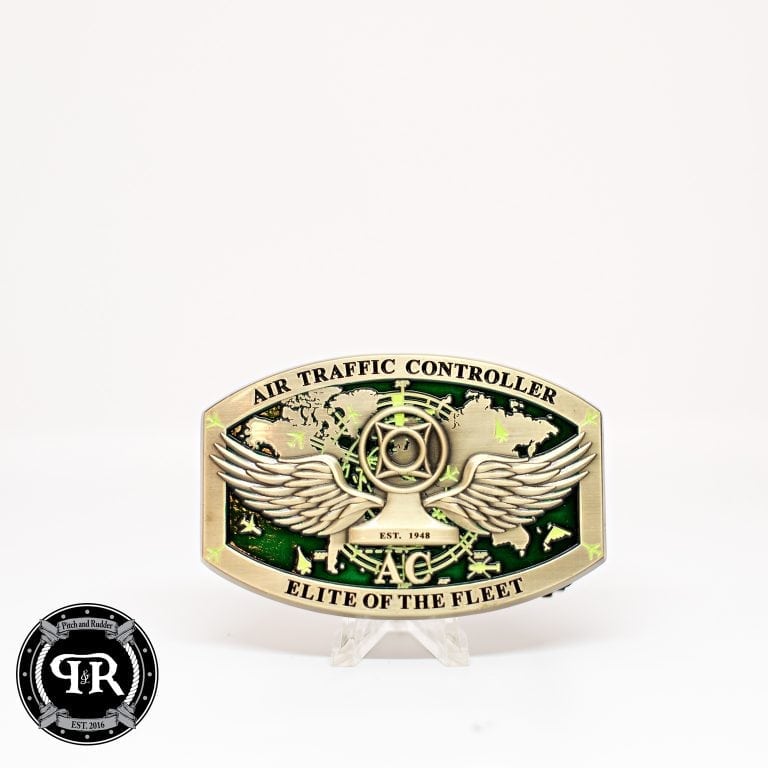 Navy Custom Belt Buckle: Air Traffic Controller: AC | Pitch and Rudder