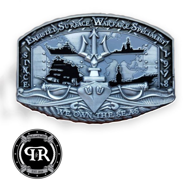 Custom ESWS Belt Buckle - Enlisted Surface Warfare Specialist Buckle